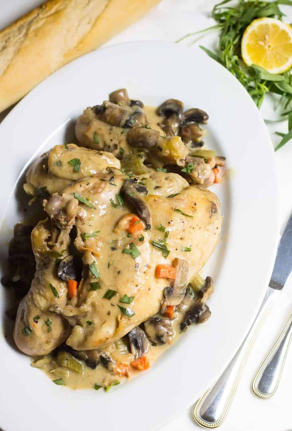 Chicken Fricassee (One-Pot Chicken with Tarragon Sauce) - Mon Petit Four®